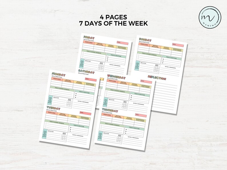 DBT Skills Journal, Mental Health, Daily Self Care Worksheet, Therapy ...