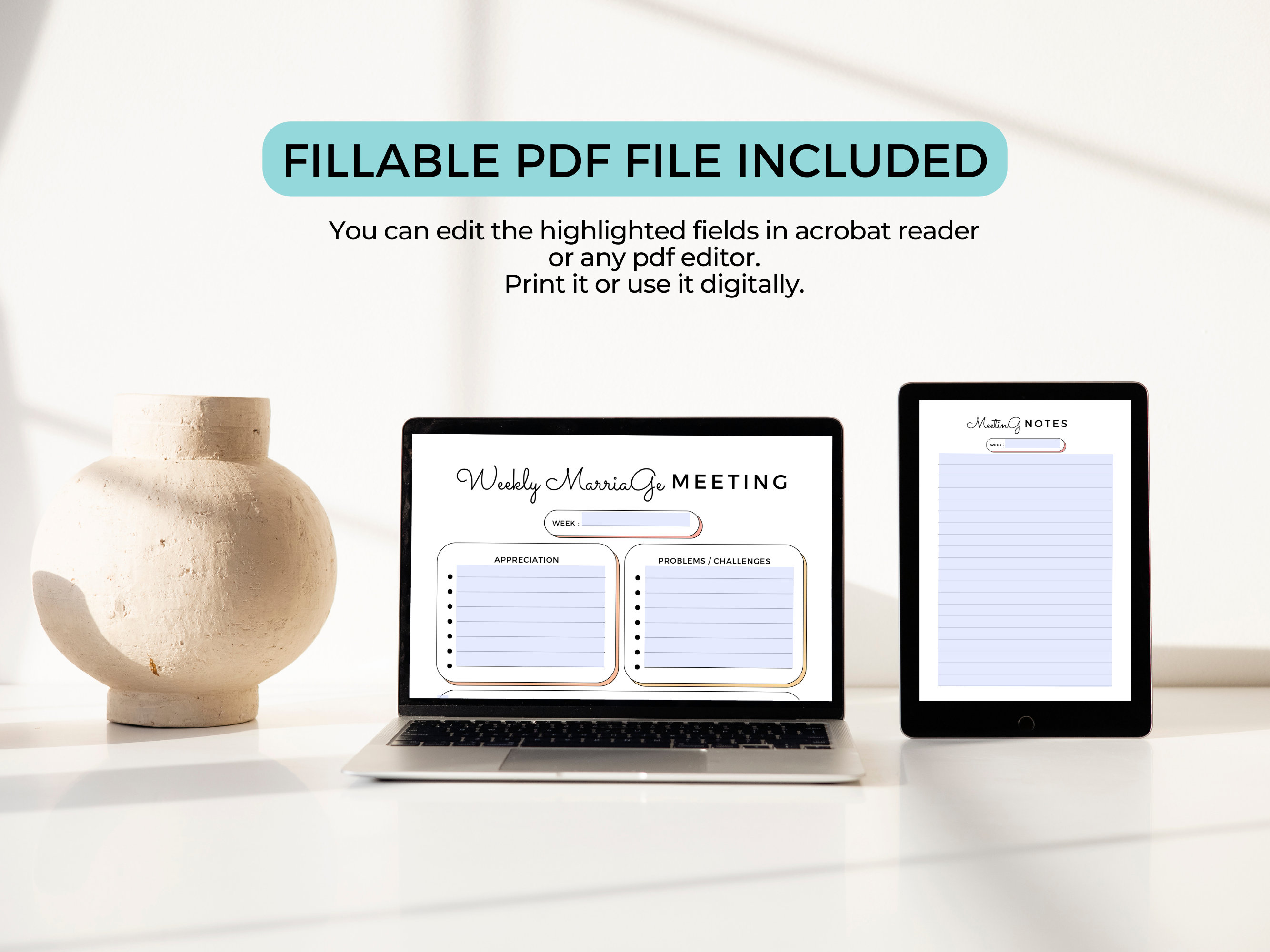 Weekly Marriage Meeting Template, Partners Communication Workbook ...