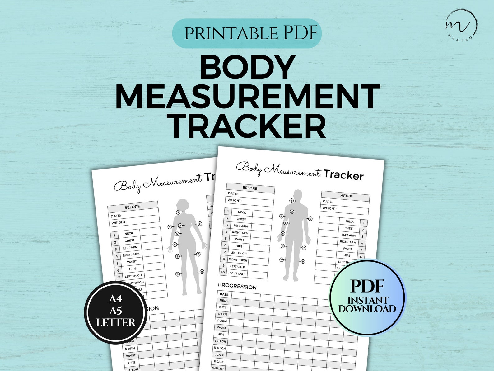 Body Measurement Tracker Printable | Weight Loss Tracker | Body ...