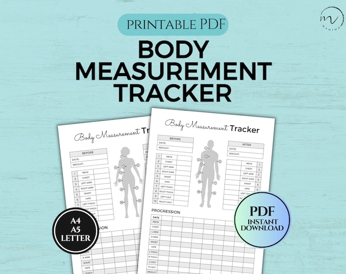 Printable Body Tracker, A4 A5 Printable Body Measurement Diary ...