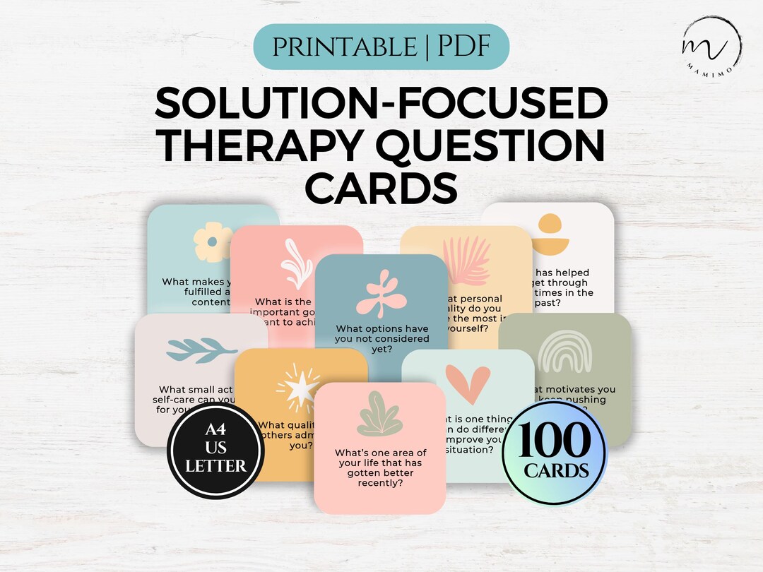 Solution Focused Therapy Question Cards, Journal Prompt Cards, Positive ...