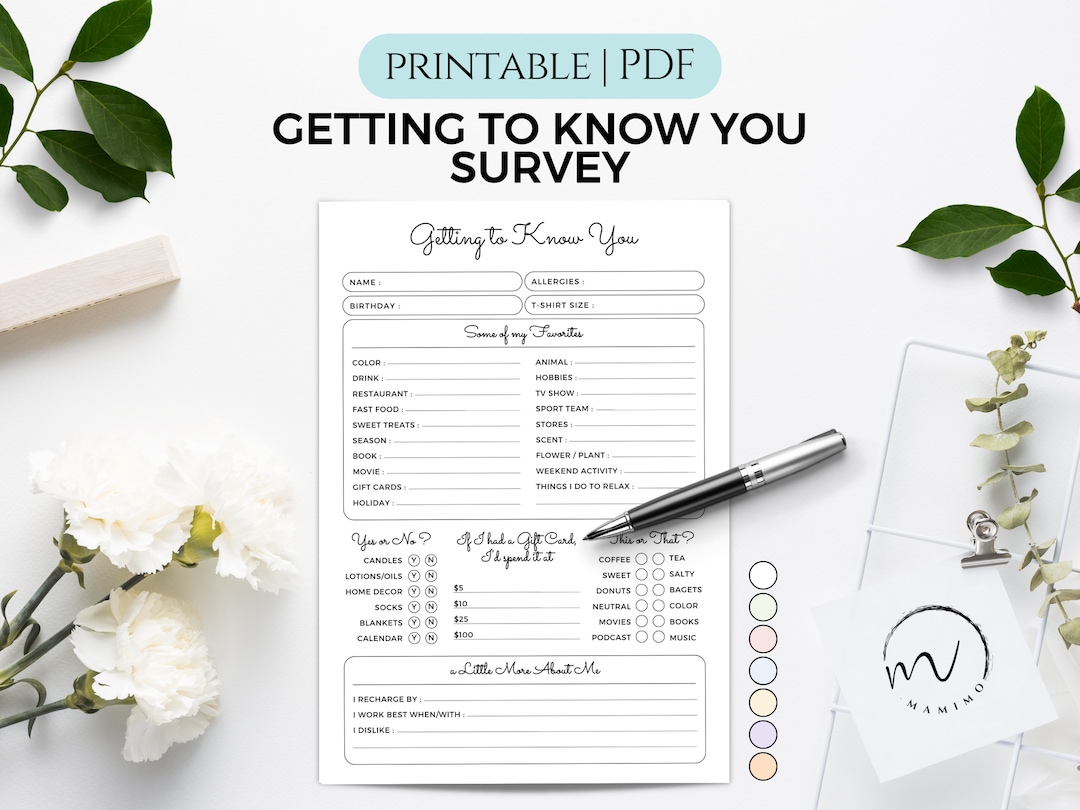 Getting to Know You Printable Coworker Questions All About - Etsy
