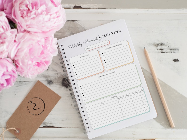Weekly Marriage Meeting Template, Partners Communication Workbook ...