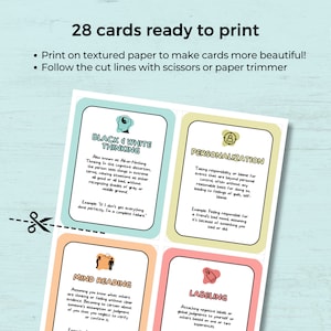 Cognitive Distortion Flash Cards, DBT Coping Skills Cards, Thinking ...