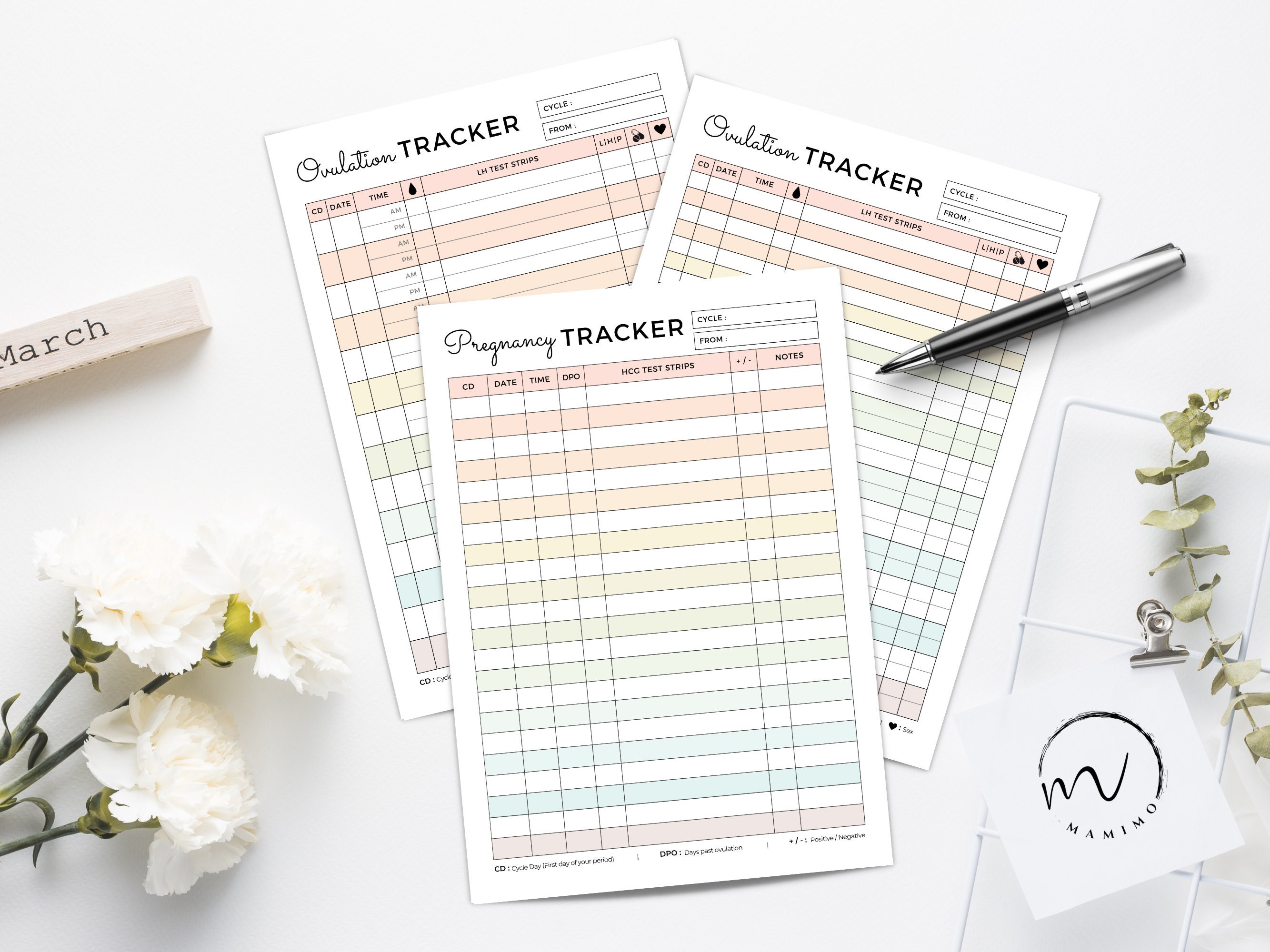 Ovulation Test Strips Tracker, Pregnancy Test Chart, OPK Tracker ...