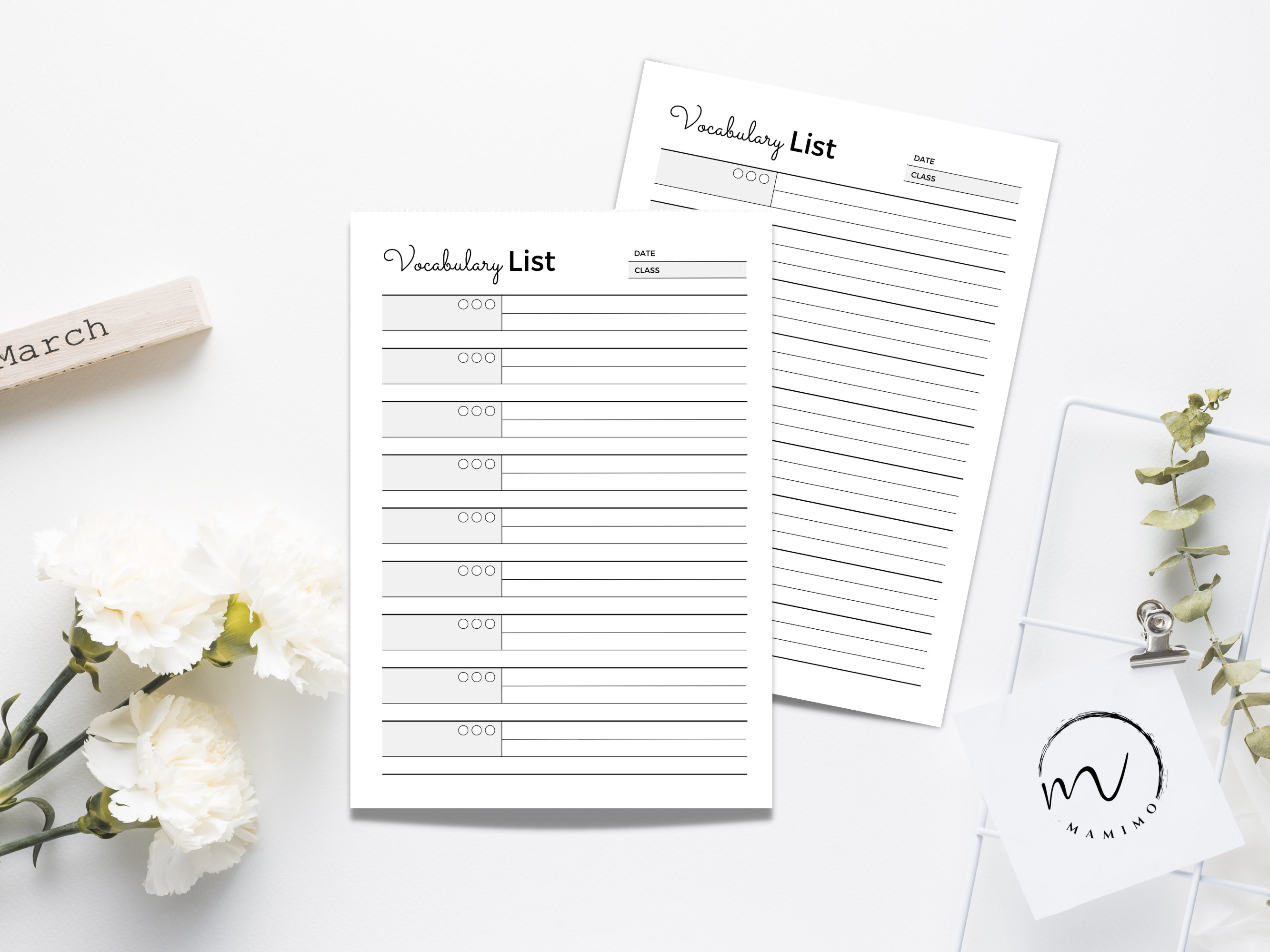 Vocabulary List Printable Language Study Notebook Template - Etsy