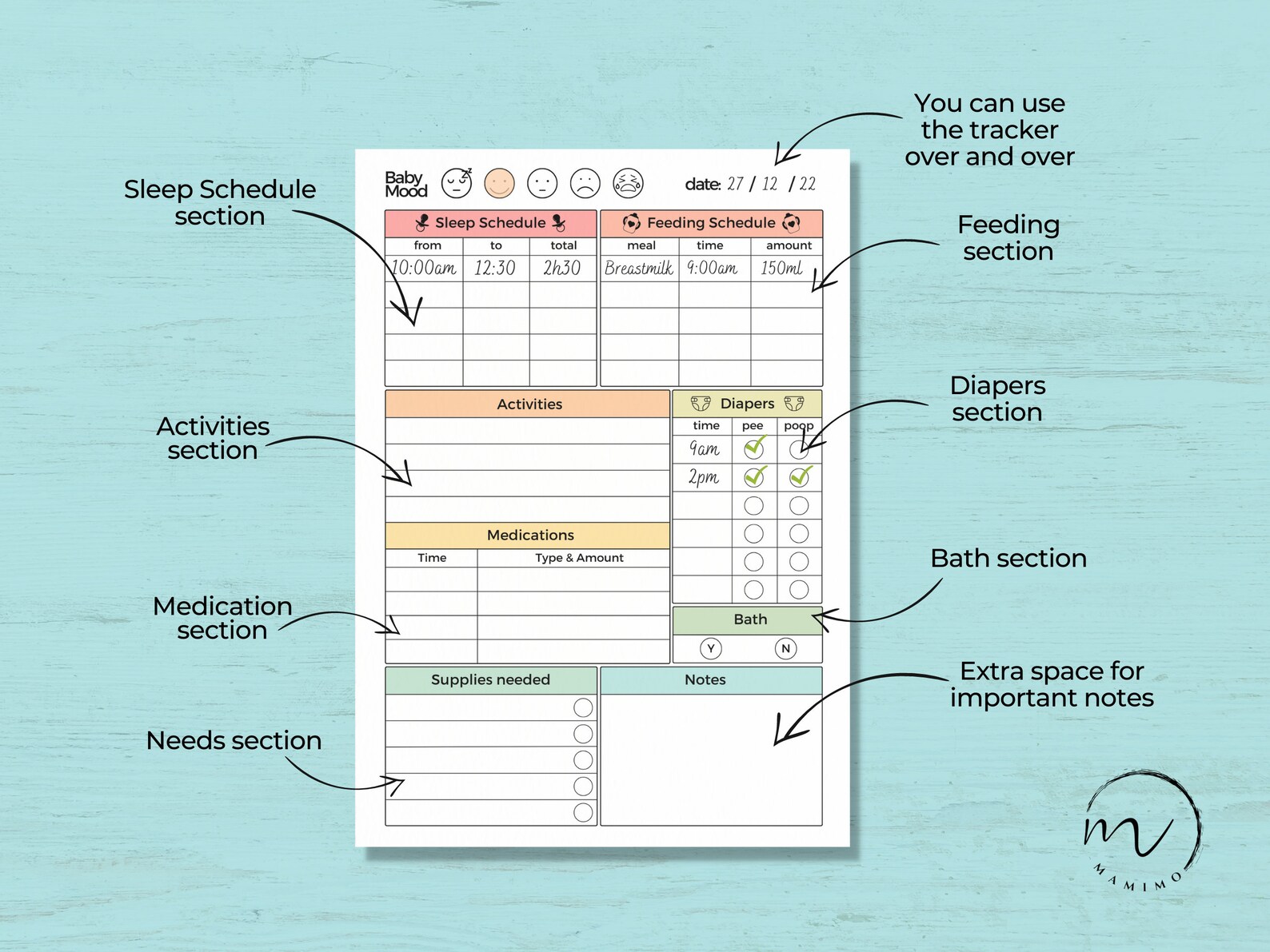 Infant Daily Log Printable, Baby Care Log, Nanny Notes Template Nanny ...