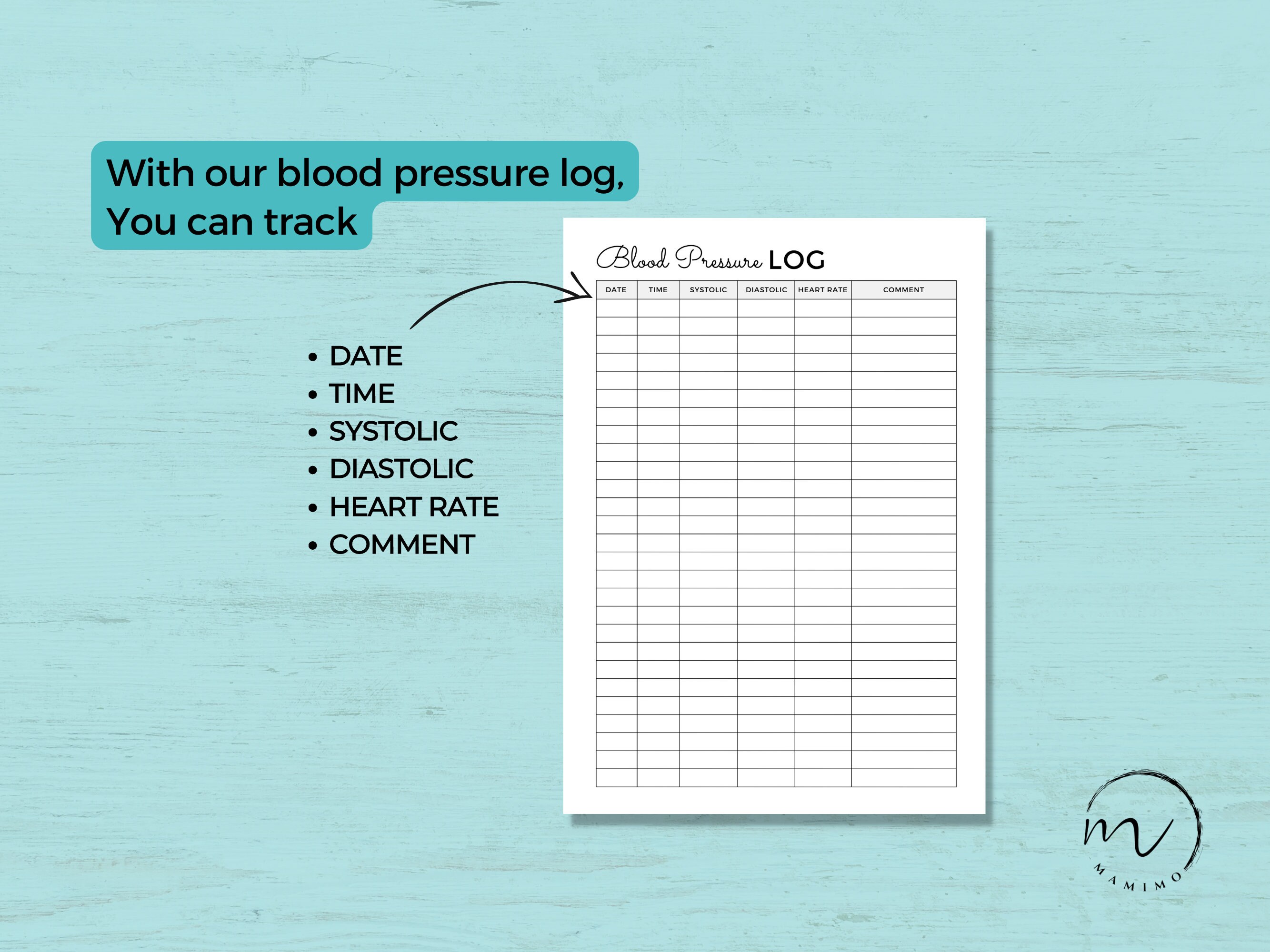 Blood Pressure Log, BP Tracker, Blood Pressure Chart, Hypertension ...