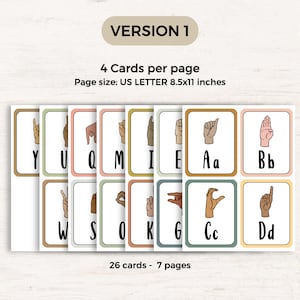 ASL Alphabet Printable, American Sign Language Alphabet ASL Flashcards ...