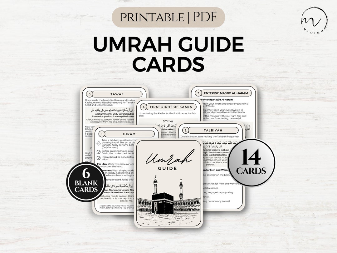 Umrah Guide, Umrah Dua Cards, Umrah Duas Printable Cards, Step by Step ...
