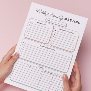 Weekly Marriage Meeting Template, Partners Communication Workbook ...