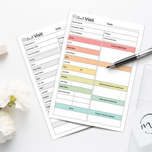 Printable Patient Visit Log for Hospice, Home Health Nurse, Patient ...