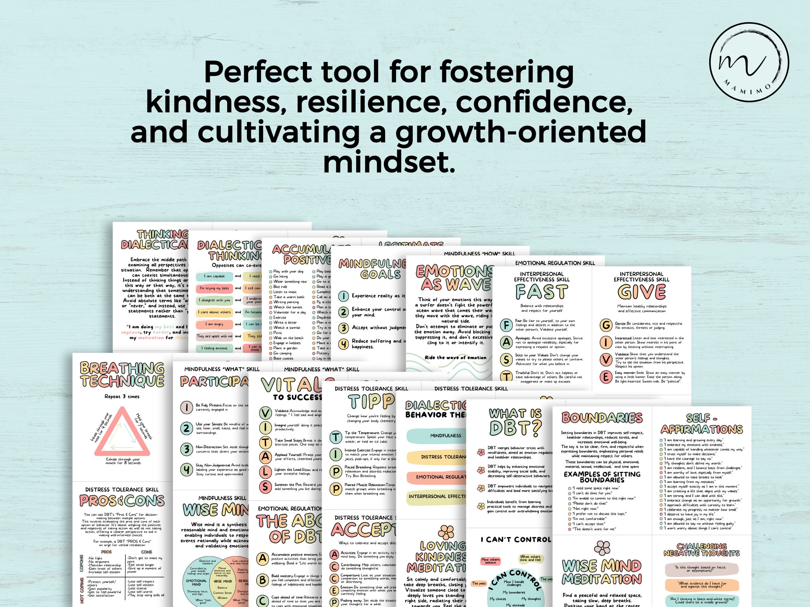 52 DBT Flash Cards, Dialectical Behavior Therapy Coping Skills Cards ...