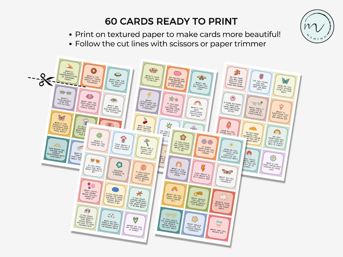 Therapy Question Cards for Teens, Conversation Cards, Counseling Flash ...