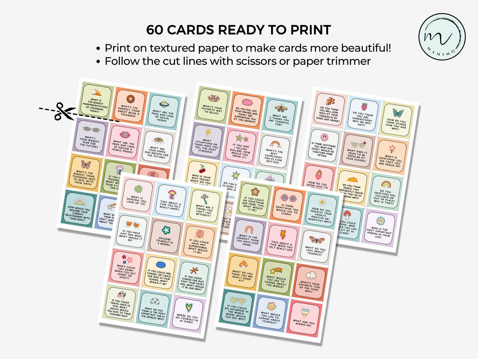 Therapy Question Cards for Teens, Conversation Cards, Counseling Flash ...