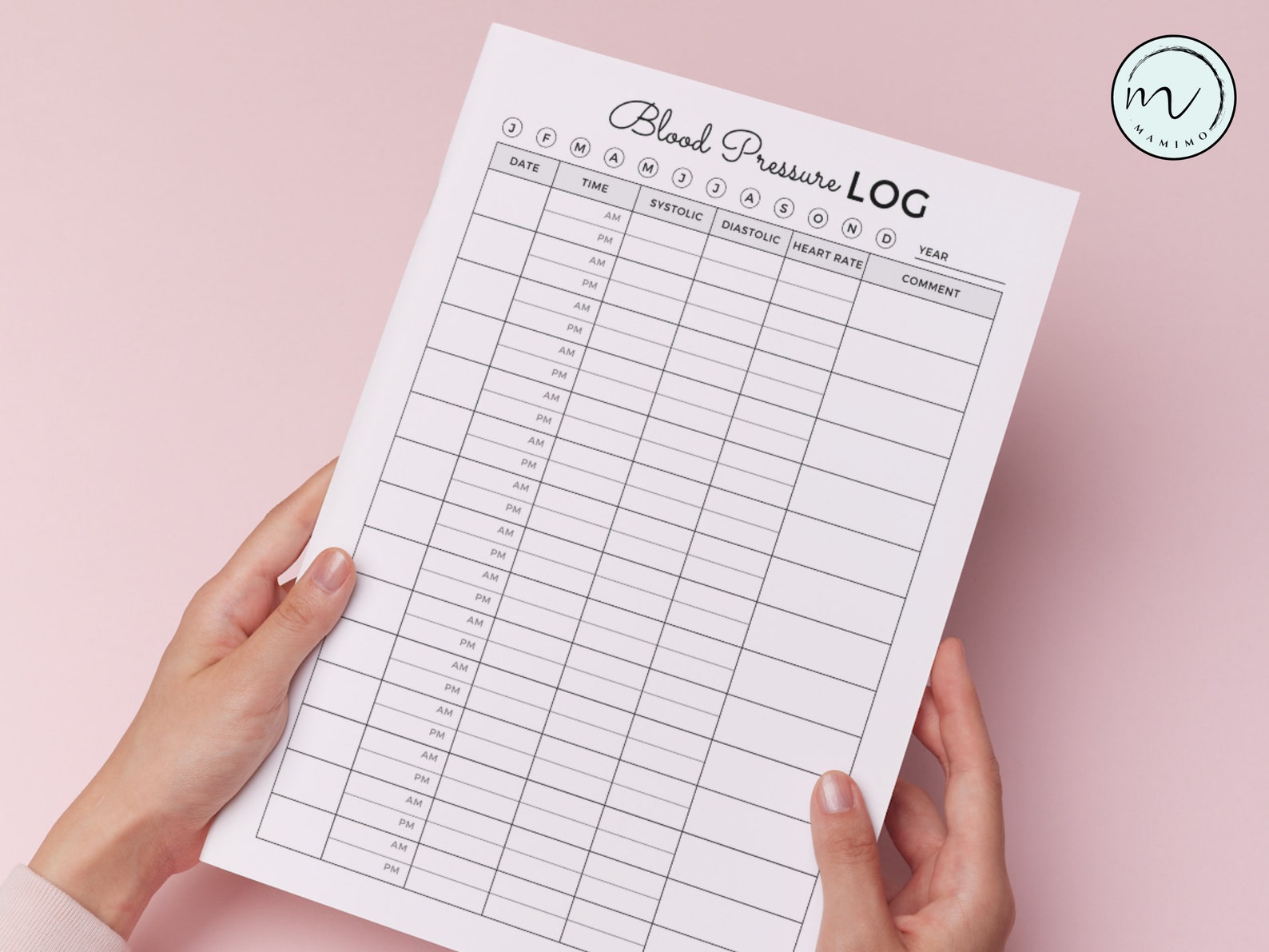 Blood Pressure Log BP Tracker Blood Pressure Chart Hypertension ...