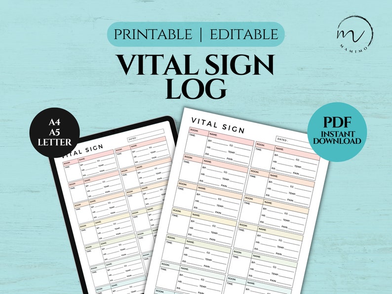 Vital Signs Sheet Nursing Notes Vital Sign Log Nurse Brain - Etsy