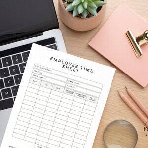 Employee Time Sheet, Employee Scheduling Timesheet, Office Time Card, Employee Timekeeping, Work ...