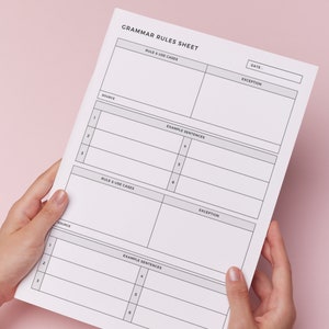 Grammar Rule Sheets, Language Learning, Grammar Worksheets Reference ...