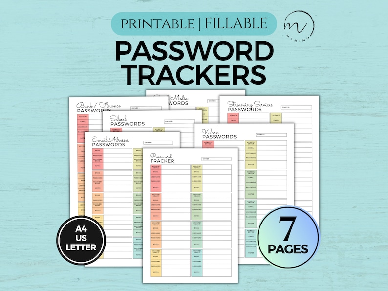 Password Tracker | Password Keeper | Password Log Template | Instant ...
