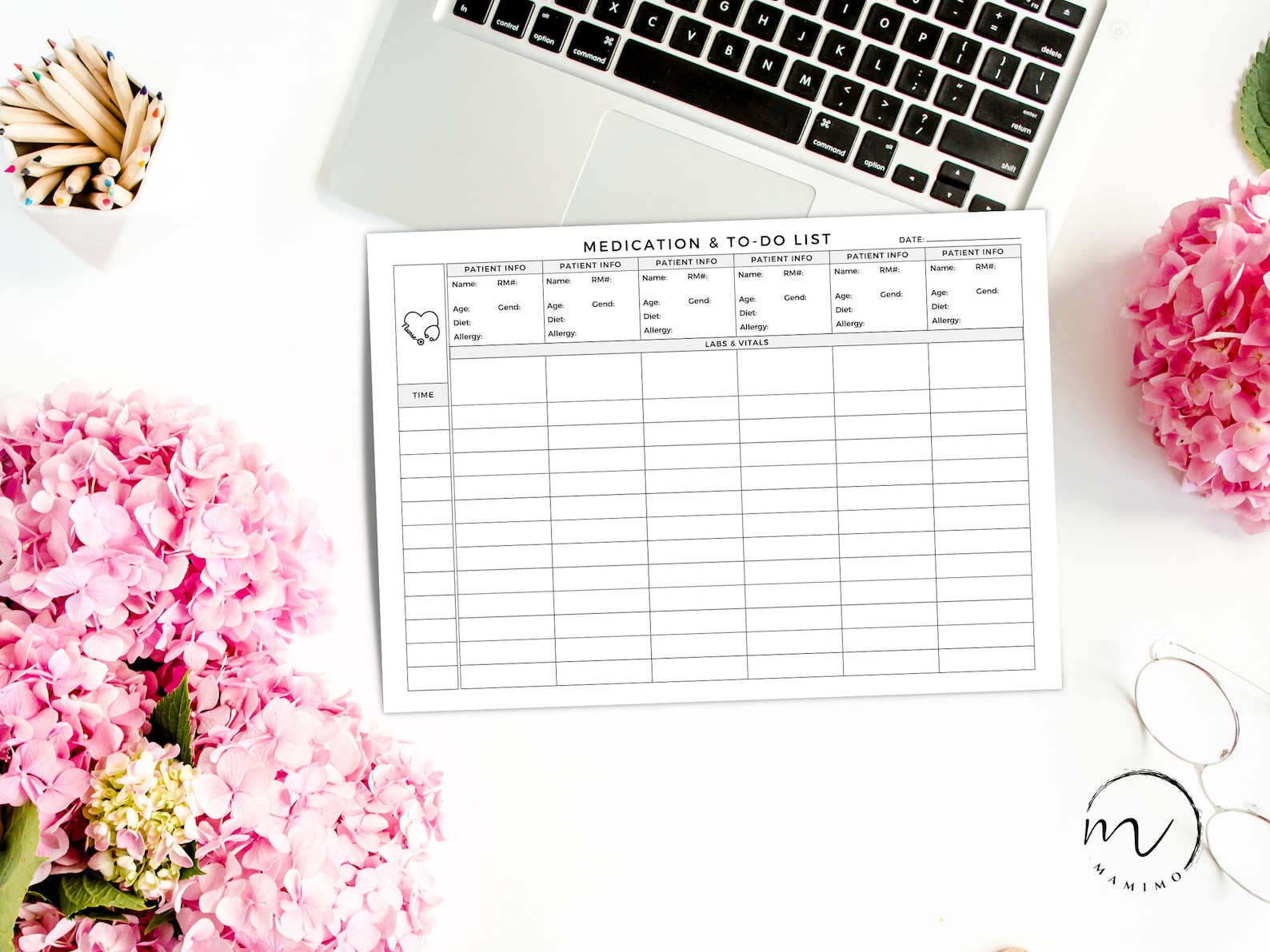 6 Patient RN Medication & To-do List, Nurse Shift Organizer Day/night ...