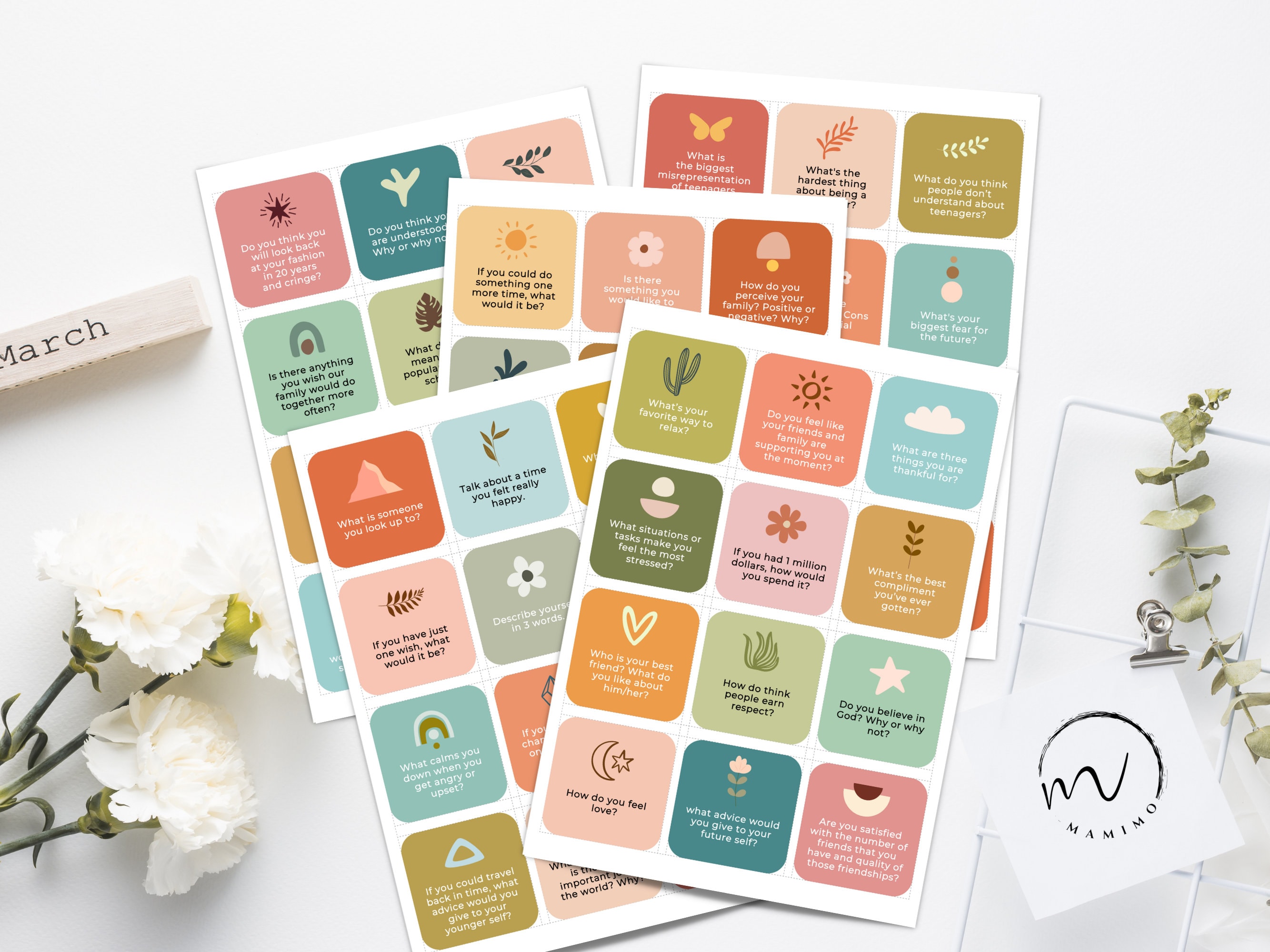 Question Cards Therapy for Teens, Conversation Starters, Counseling Flash Cards, Social ...