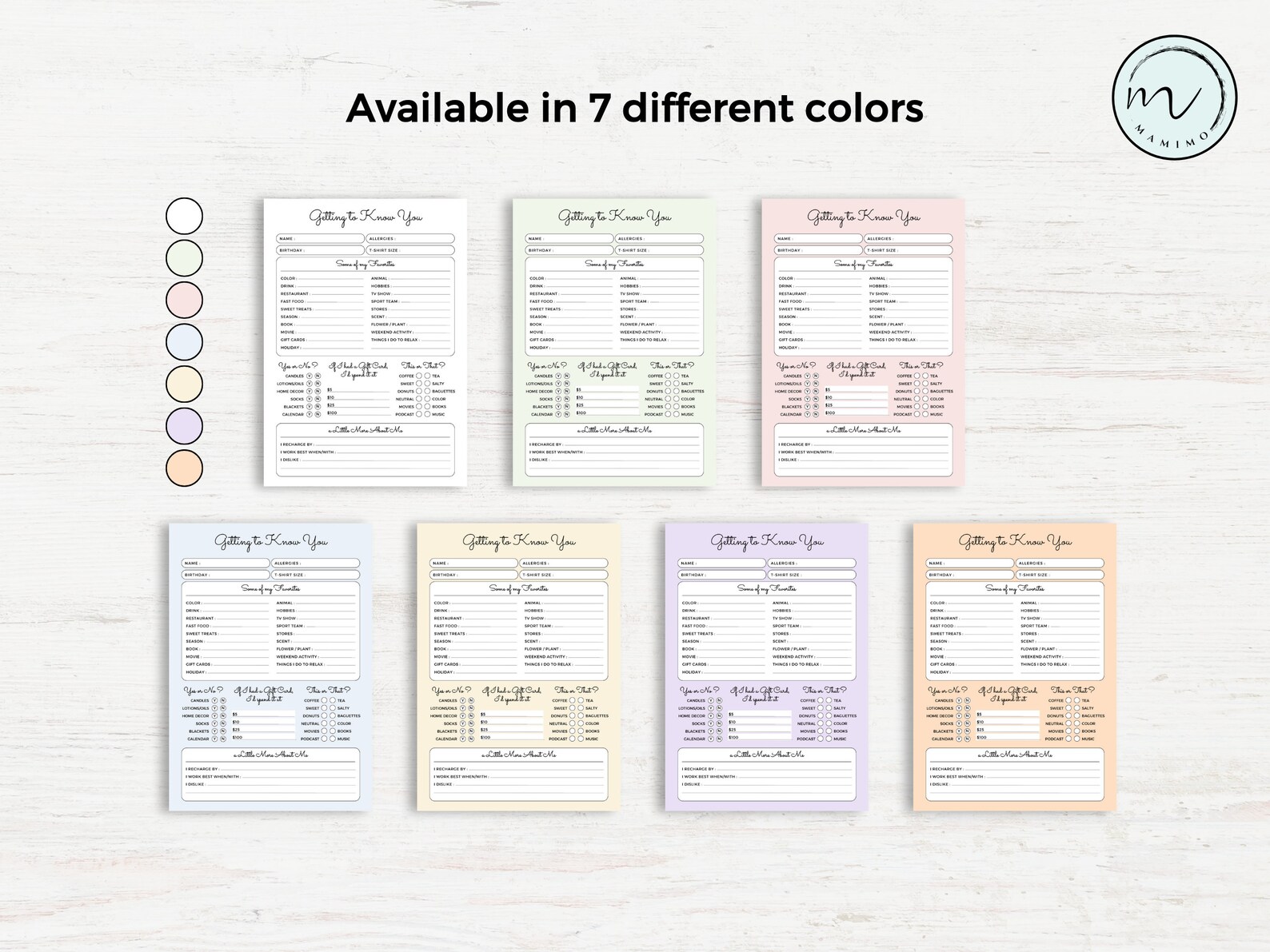 Getting to Know You Printable, Coworker Questions, All About Me Survey ...