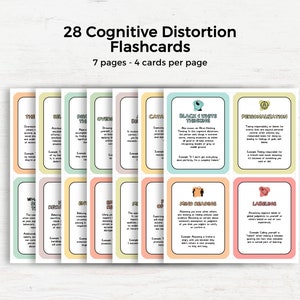 Cognitive Distortion Flash Cards, DBT Coping Skills Cards, Thinking ...