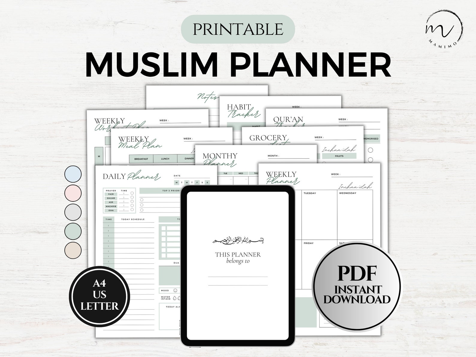 Muslim Planner Digital, Daily Islamic Planner, Quran Tracker, Salat ...