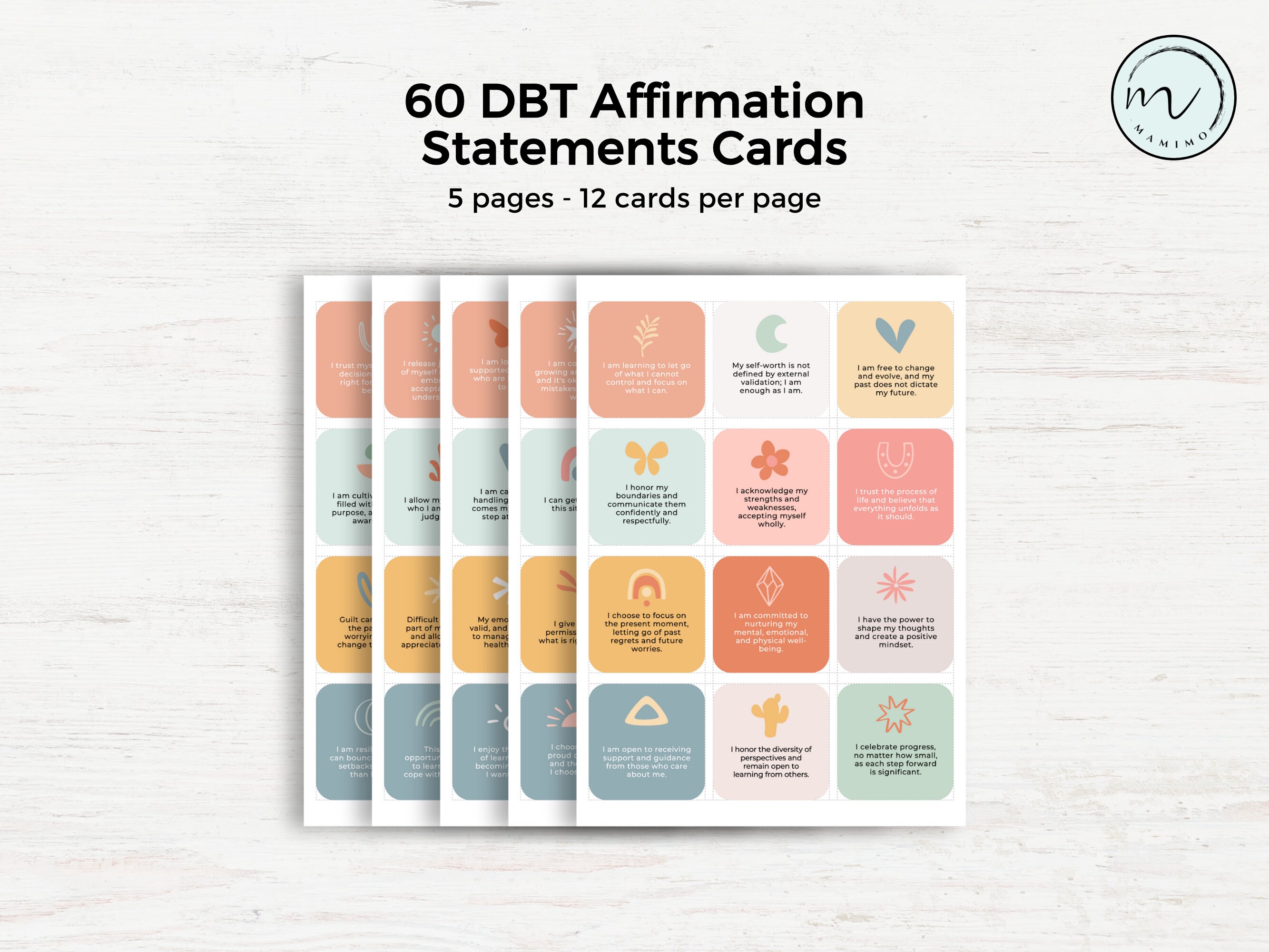 DBT Affirmation Cards, Coping Skills Cards, Anxiety Statement ...
