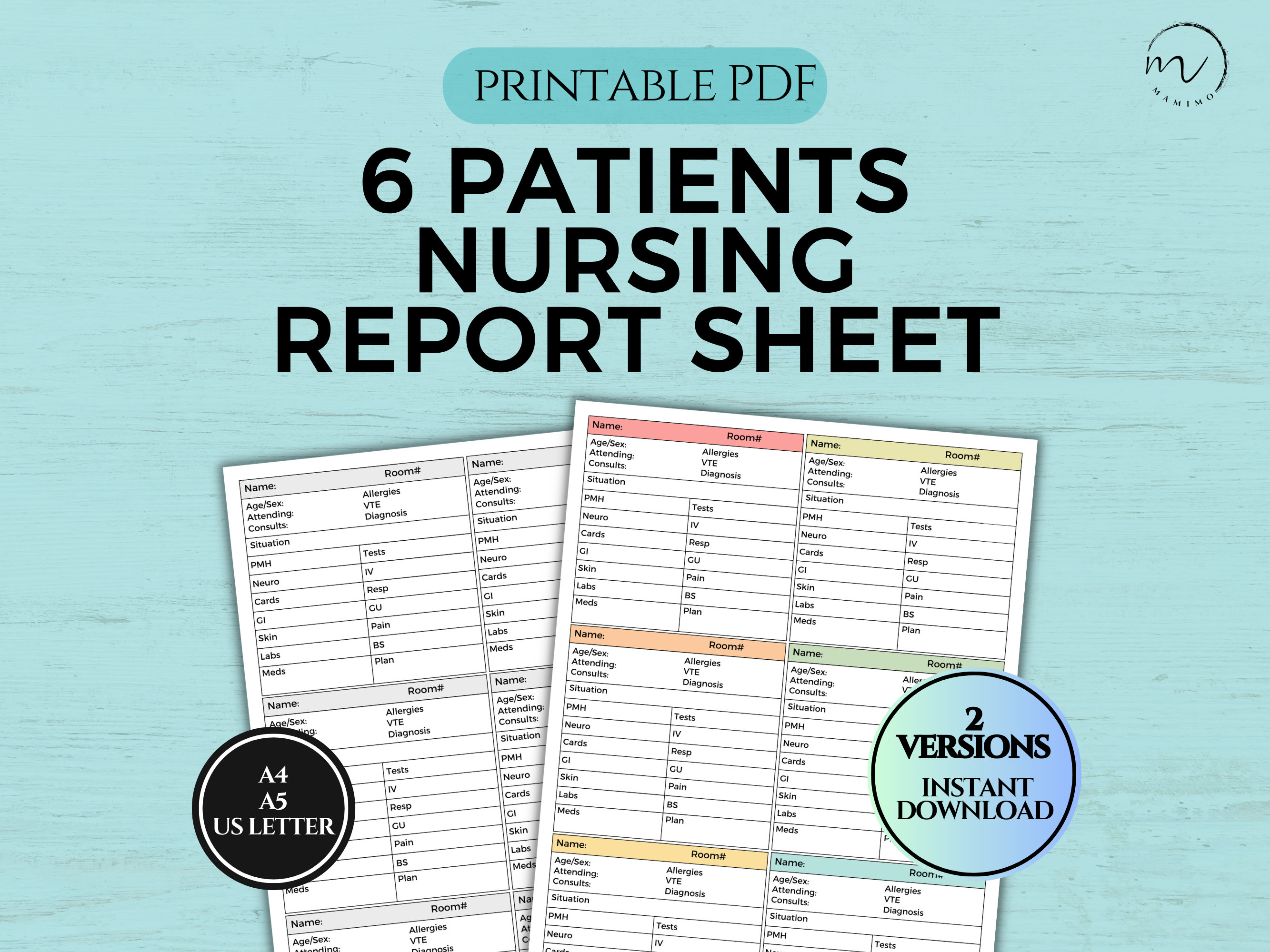 Nurse Report Sheet, 6 Patients Med Surg Nurse Report Sheet, Patient ...