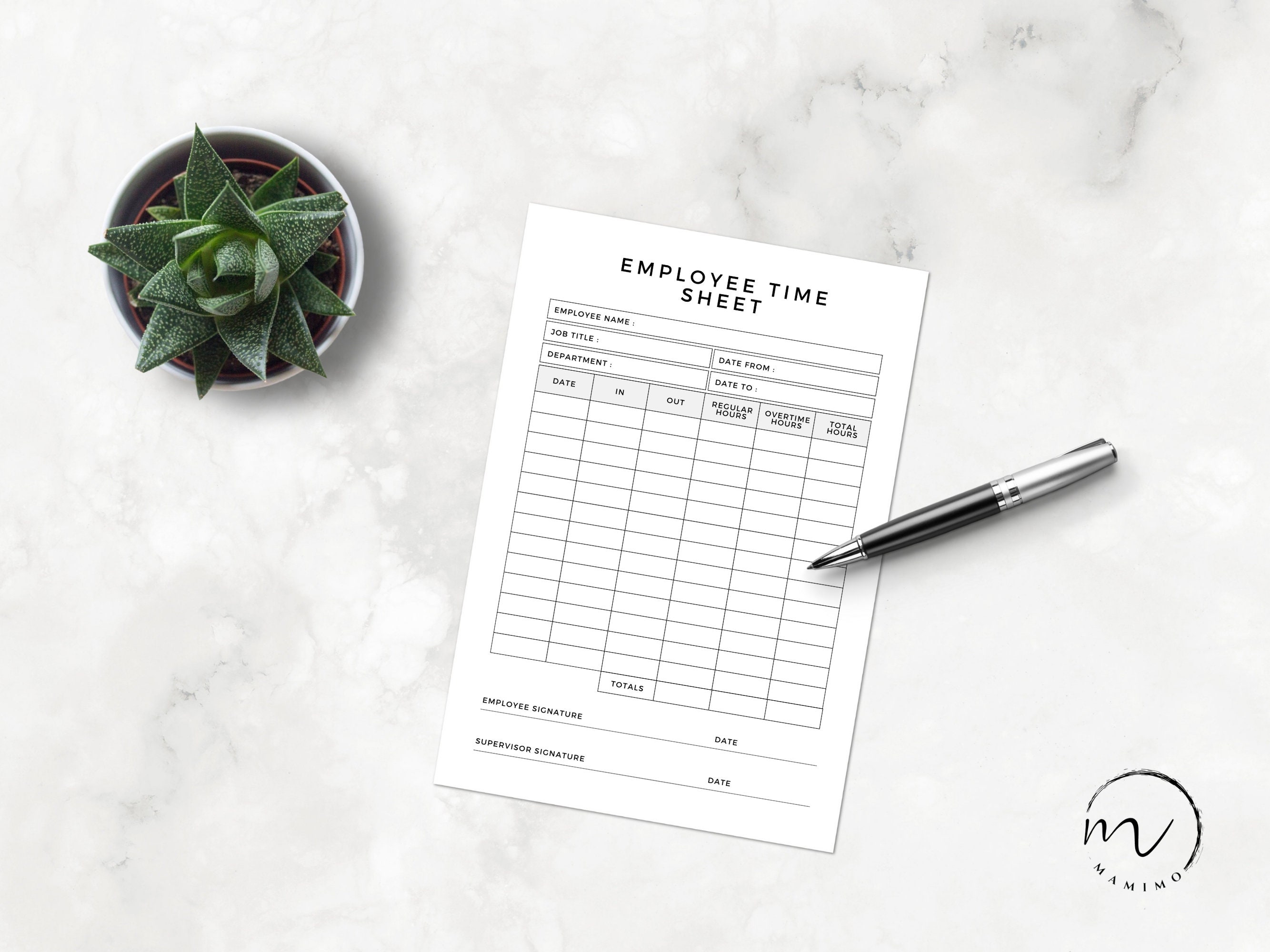 Employee Time Sheet, Employee Scheduling Timesheet, Office Time Card ...