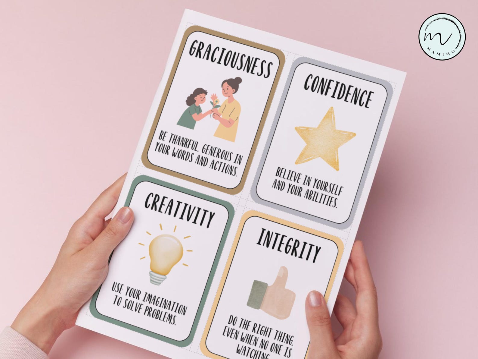 Values Cards for Kids, Moral Values Flash Cards, Counseling, Social ...