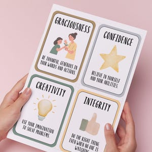 Values Cards for Kids, Moral Values Flash Cards, Counseling, Social ...