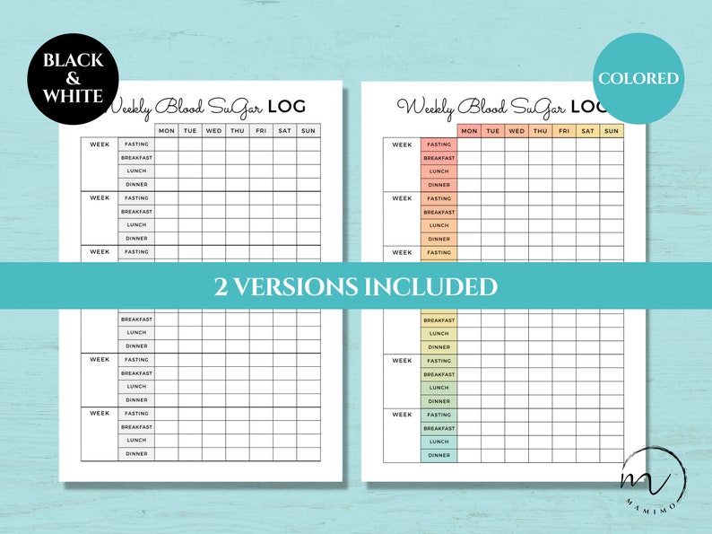 Weekly Blood Sugar Log Printable Diabetes Tracker Daily - Etsy