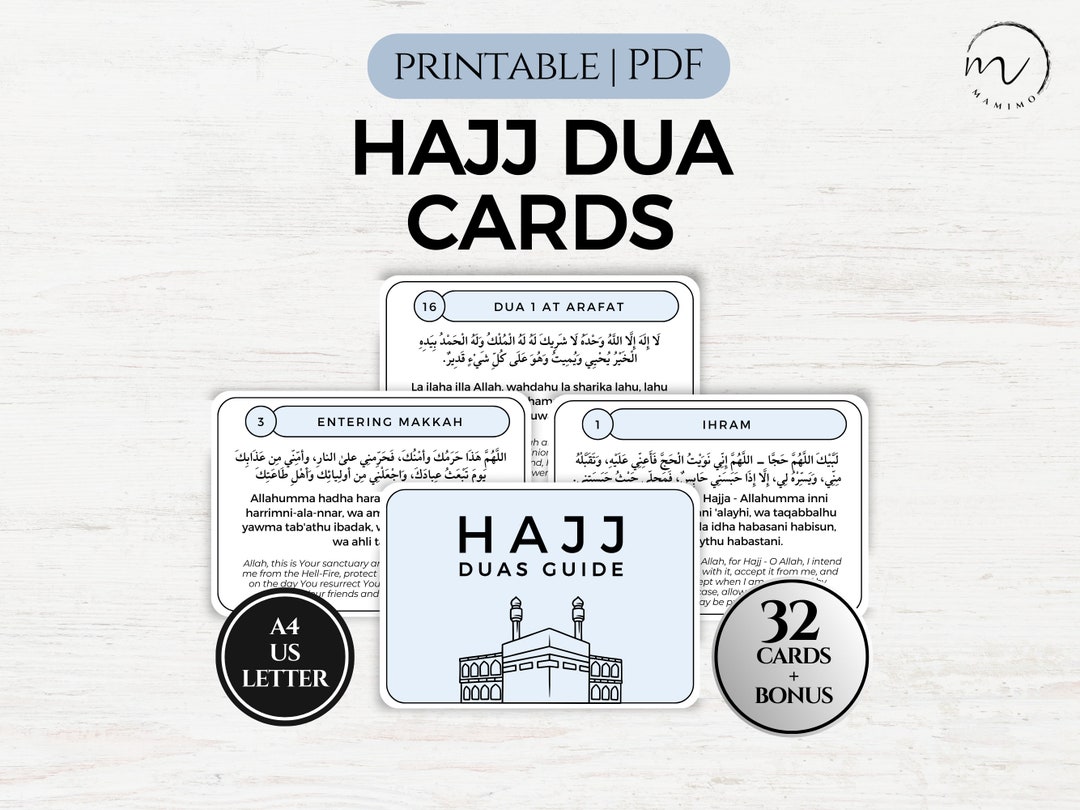 Hajj Dua Cards, Hajj Duas Printable Cards, Hajj Flashcards, Prayer Cards, Islamic Dua, Dua ...