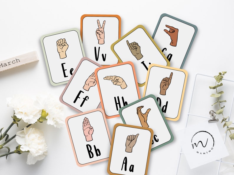 ASL Alphabet Printable, American Sign Language Alphabet ASL Flashcards ...