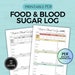 Food & Blood Sugar Log Printable, Daily Meal Water Exercise Insulin ...