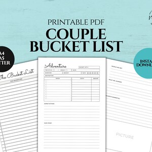 Couples Bucket List Printable Bucket List Template Couples - Etsy