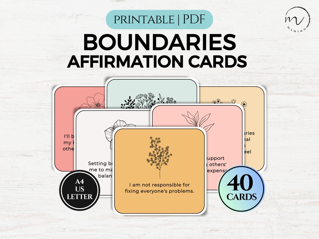 Boundary Setting Affirmation Flashcards 40 Healthy Boundaries Cards