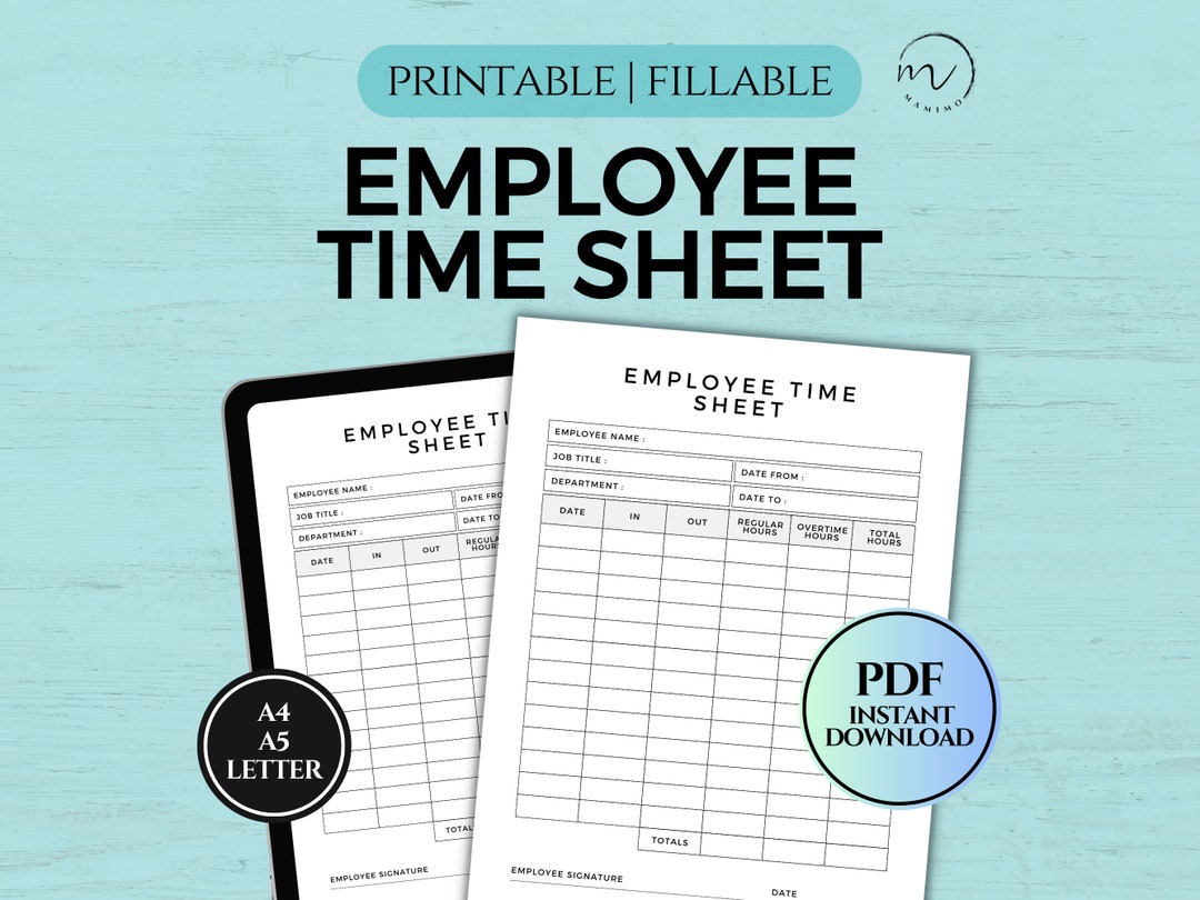 Employee Time Sheet, Employee Scheduling Timesheet, Office Time Card ...
