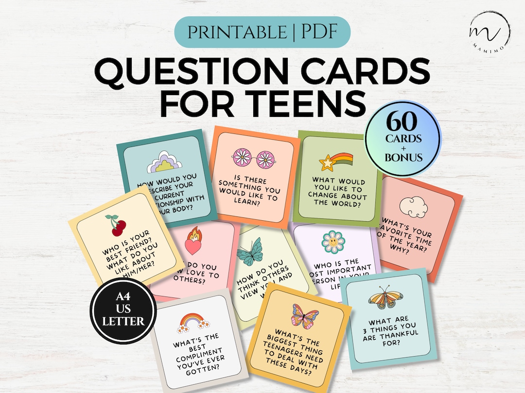 Therapy Question Cards for Teens, Conversation Cards, Counseling Flash ...