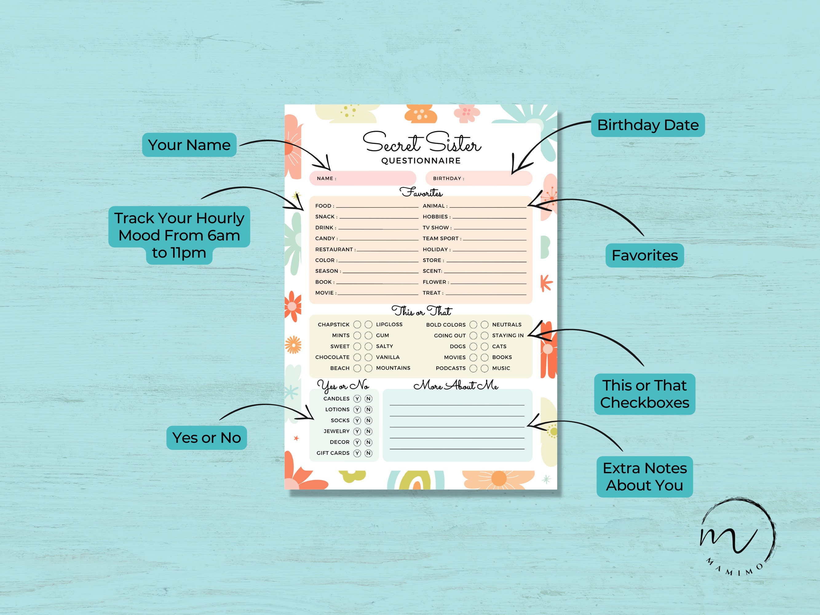 Secret Sister Questionnaire, YW Young Women's Camp, All About Me Survey ...