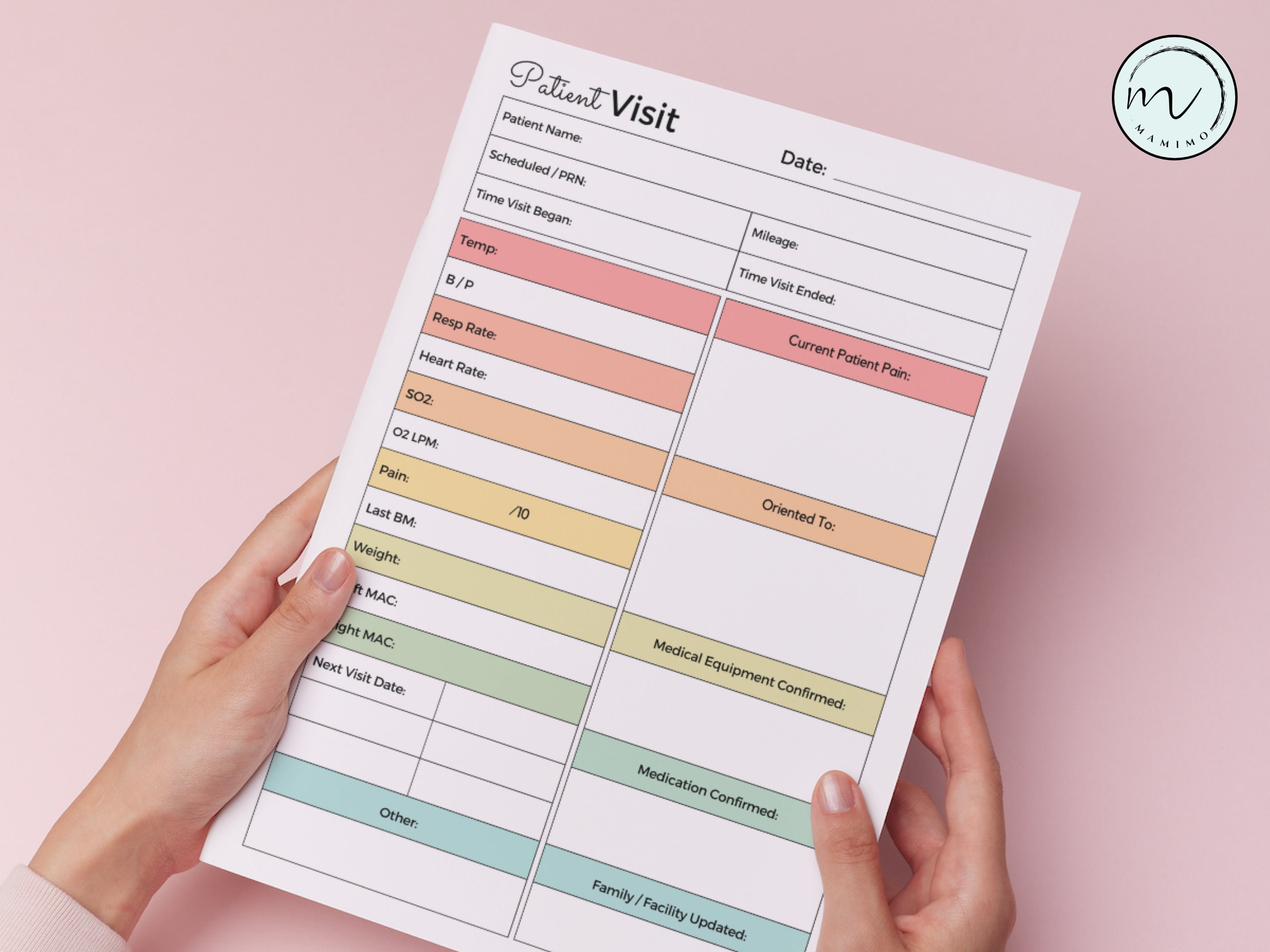 Printable Patient Visit Log for Hospice, Home Health Nurse, Patient ...