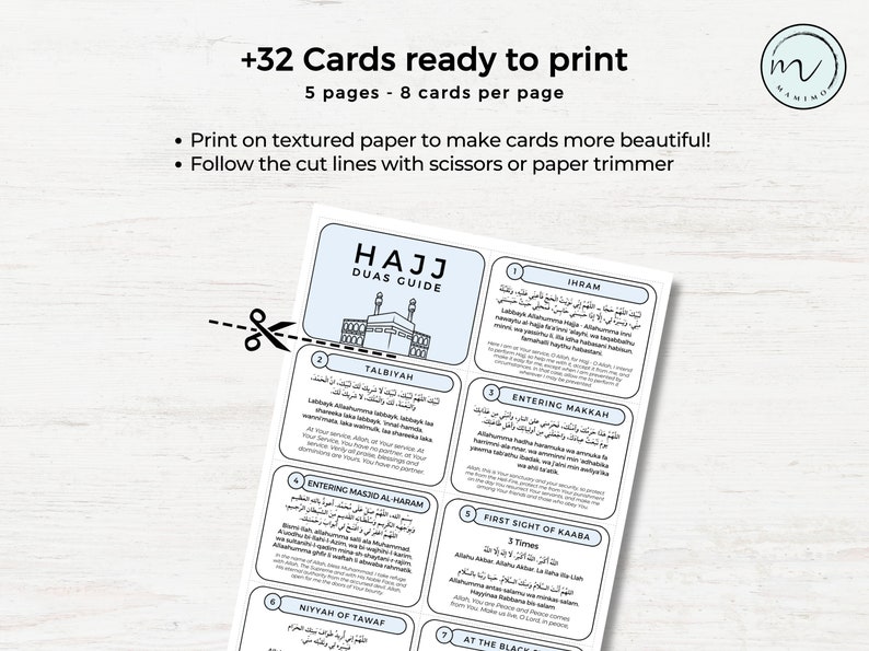 Hajj Dua Cards, Hajj Duas Printable Cards, Hajj Flashcards, Prayer ...