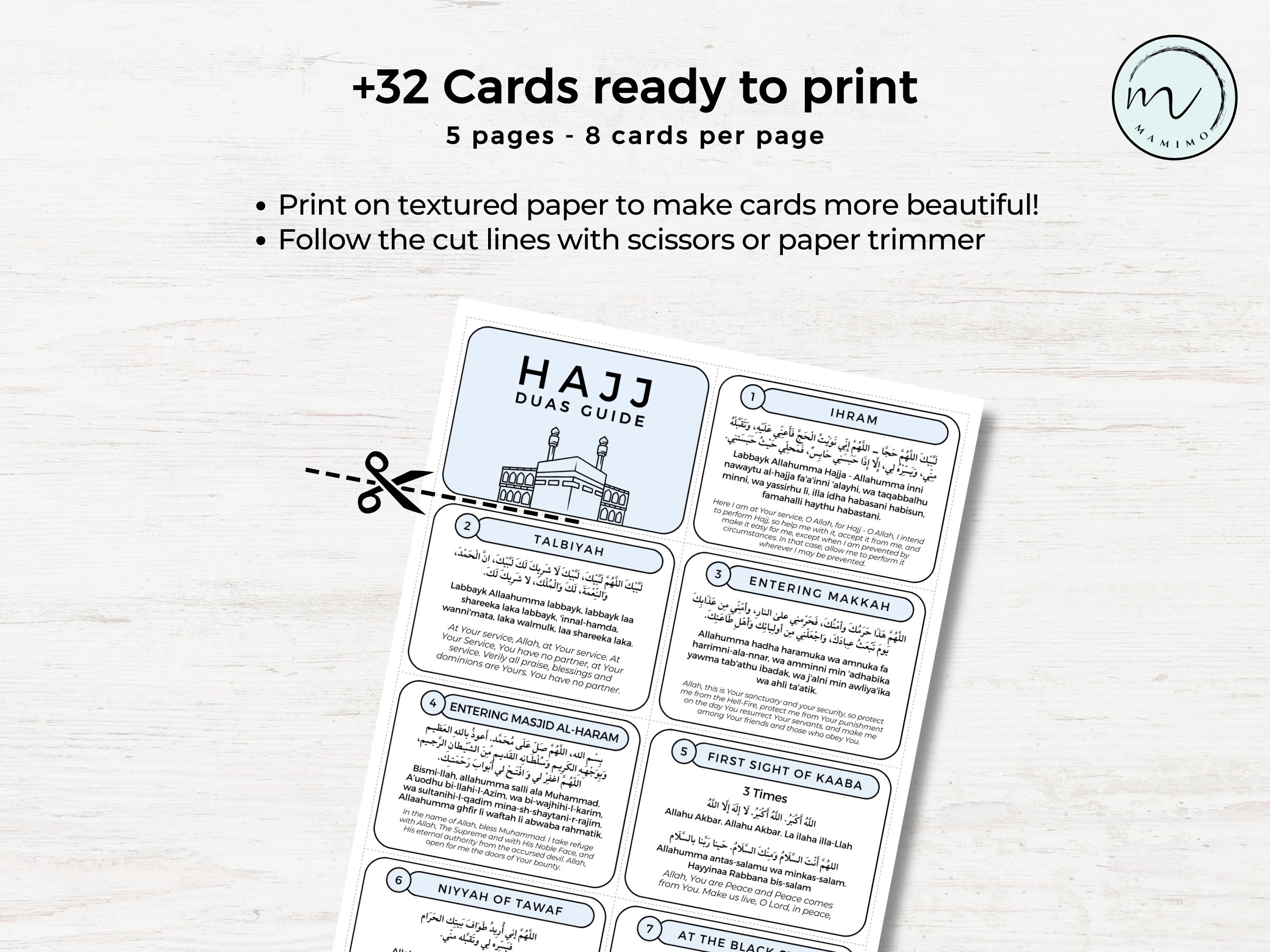 Hajj Dua Cards, Hajj Duas Printable Cards, Hajj Flashcards, Prayer ...