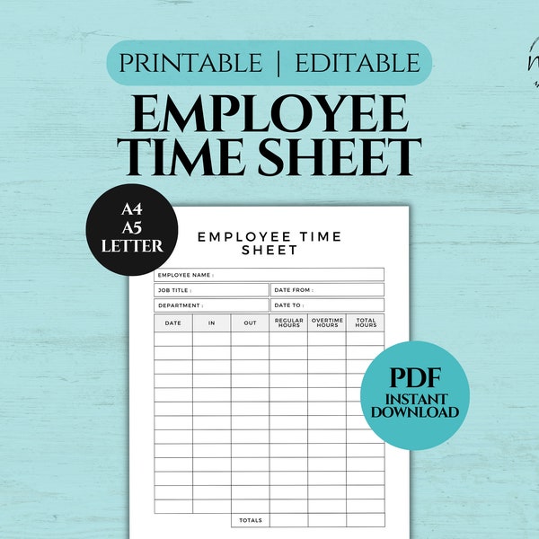 Fillable Hour Timesheet - Etsy