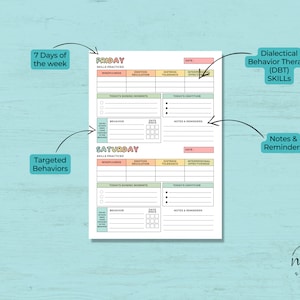 DBT Skills Journal, Mental Health, Daily Self Care Worksheet, Therapy ...