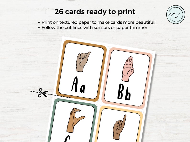 ASL Alphabet Printable, American Sign Language Alphabet ASL Flashcards ...