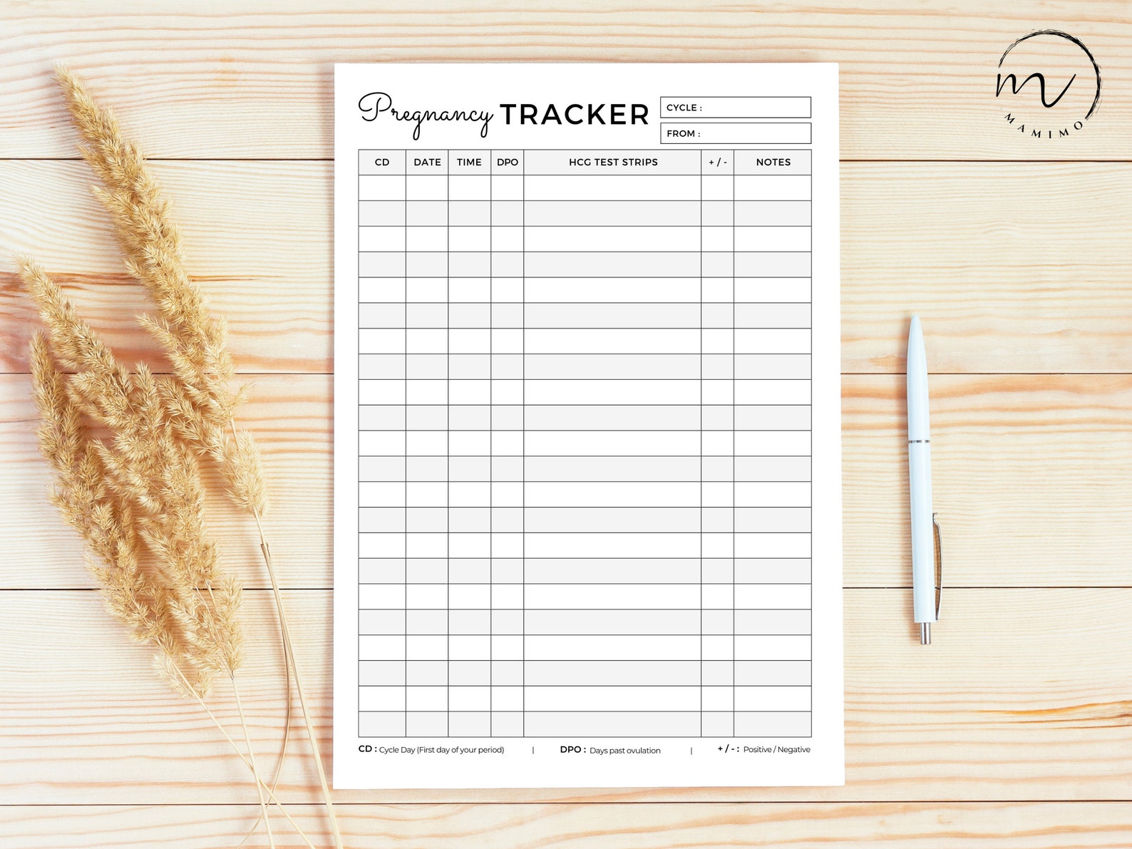 Ovulation Test Strips Tracker, Pregnancy Test Chart, OPK Tracker ...